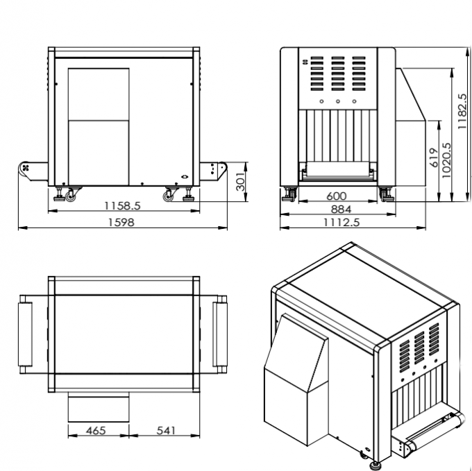 Dual View Security Airport Baggage Scanner 600*400mm Opening Size for ...
